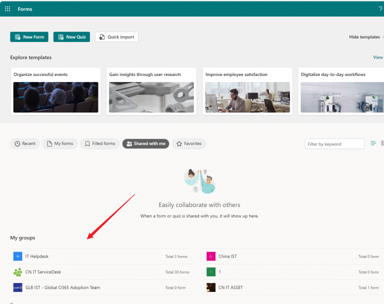 正确使用 Microsoft Forms – 创建团队项目公共表单 – Site Portal